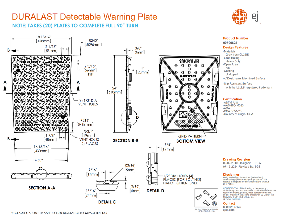 DURALAST 20' Radial Detectable Warning Plate – BC Concrete Supplies and ...