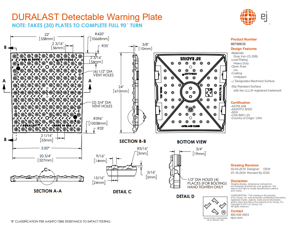 DURALAST 35' Radial Detectable Warning Plate – BC Concrete Supplies and ...